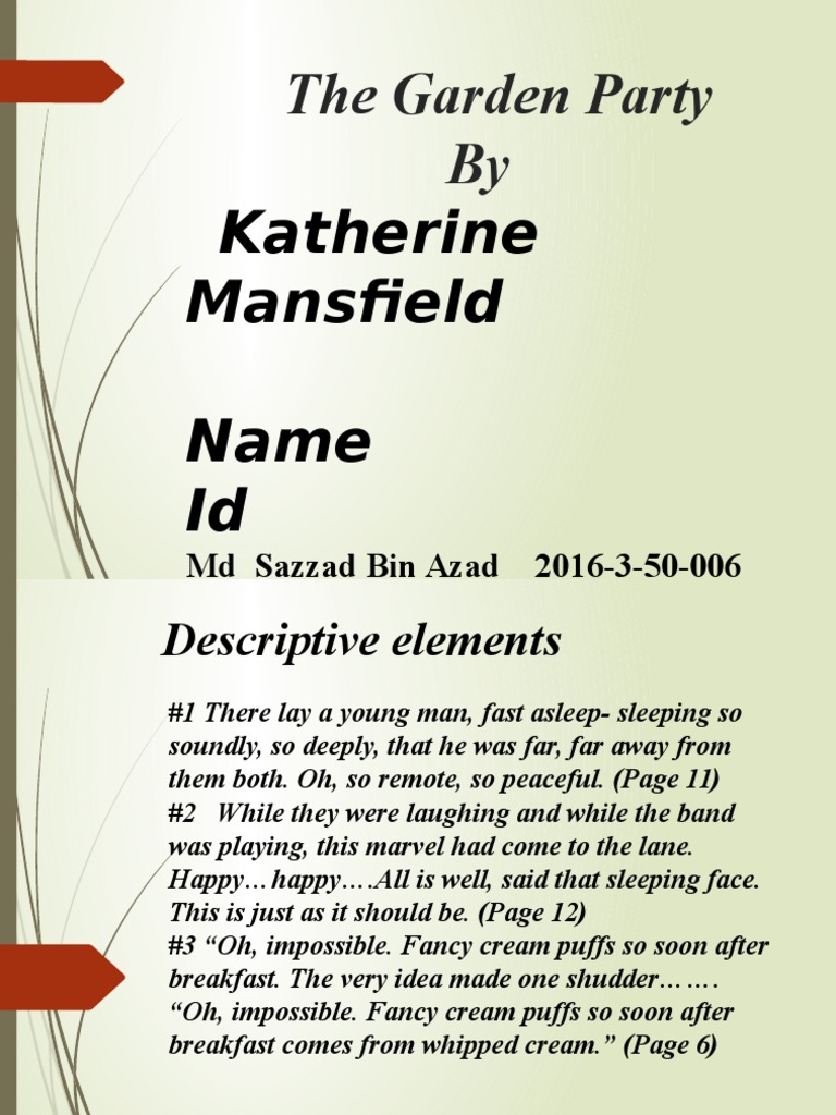 Analyzing Characters in Mansfield's "The Garden Party" | PDF | Poetry