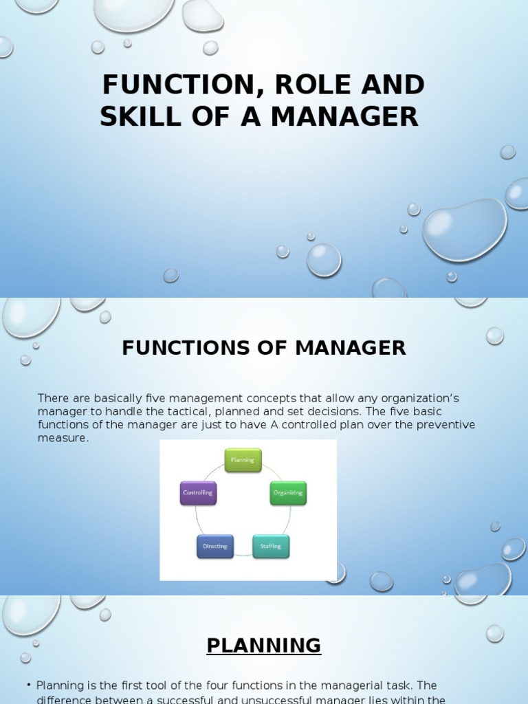 Function, Role and Skill of A Manager | PDF | Time Management ...