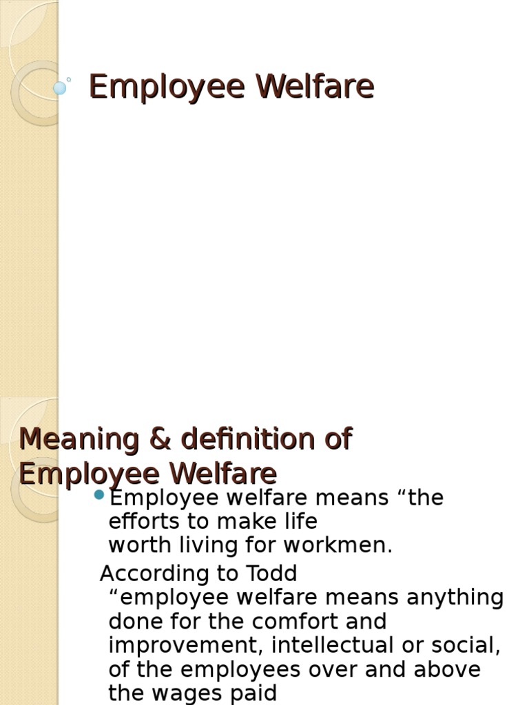 Understanding Employee Welfare Concepts | PDF | Career & Growth ...
