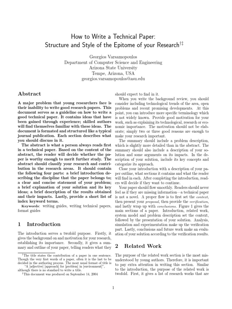 How To Write A Technical Research Paper | PDF | Experiment | Abstract ...