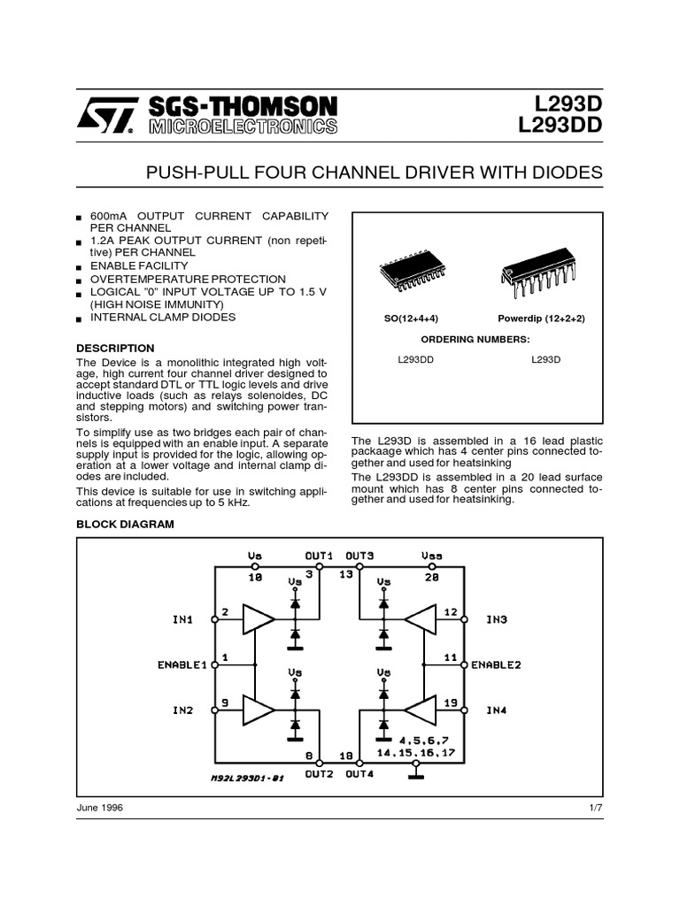 L293D datasheet.pdf | Electrical Engineering | Electricity | Free 30-day Trial | Scribd