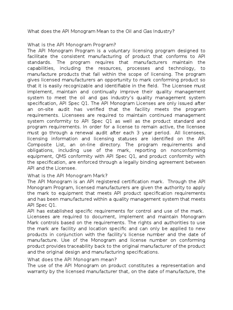 What Does the API Monogram Mean to the Oil and Gas Industry ...