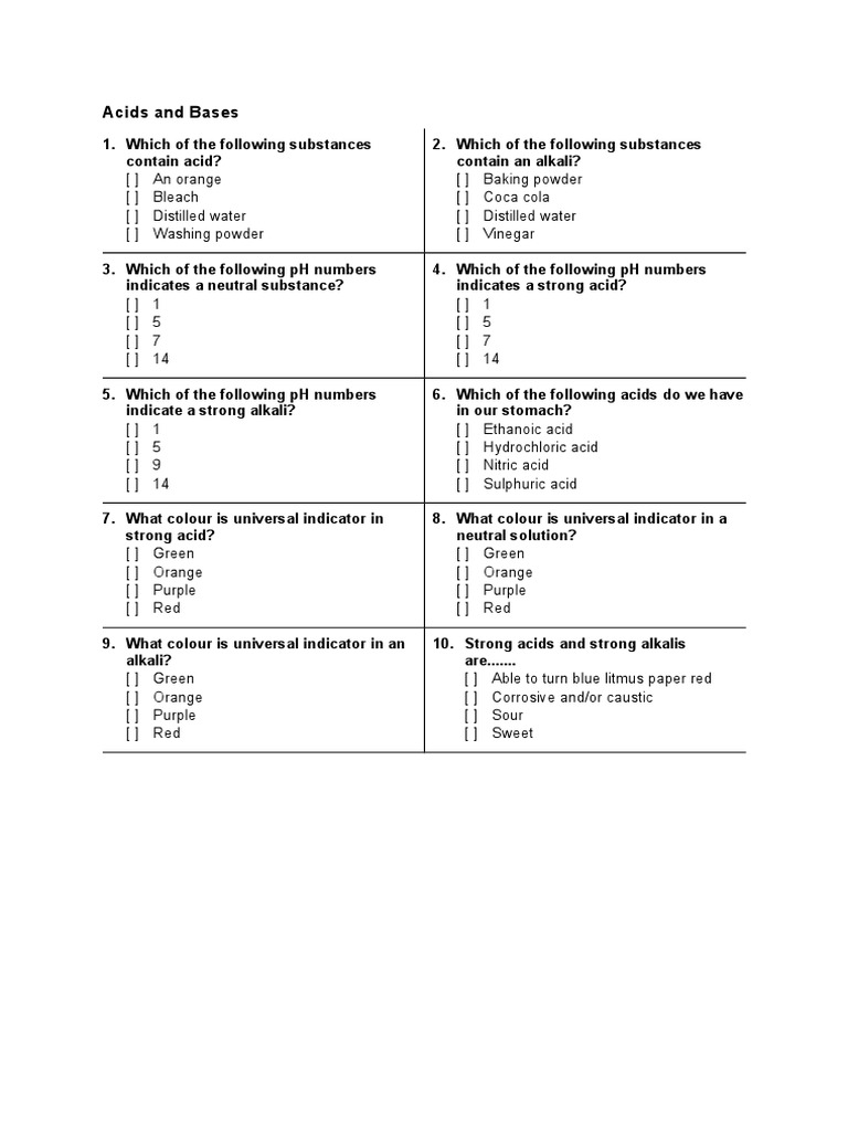 Acids and Bases-Revision For Y8 | PDF
