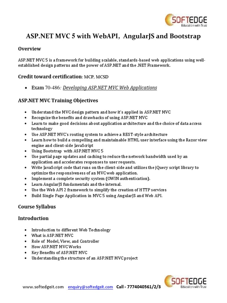 MVC 5 | Download Free PDF | Angular Js | Model–View–Controller