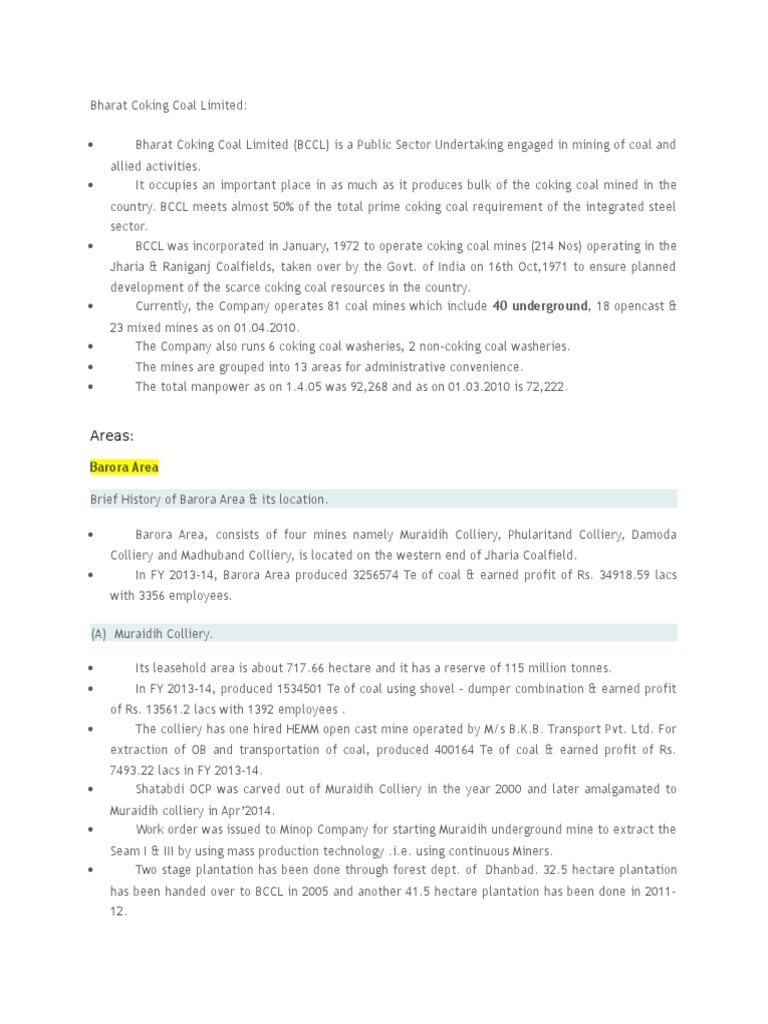 About BCCL | PDF | Coal Mining | Mining