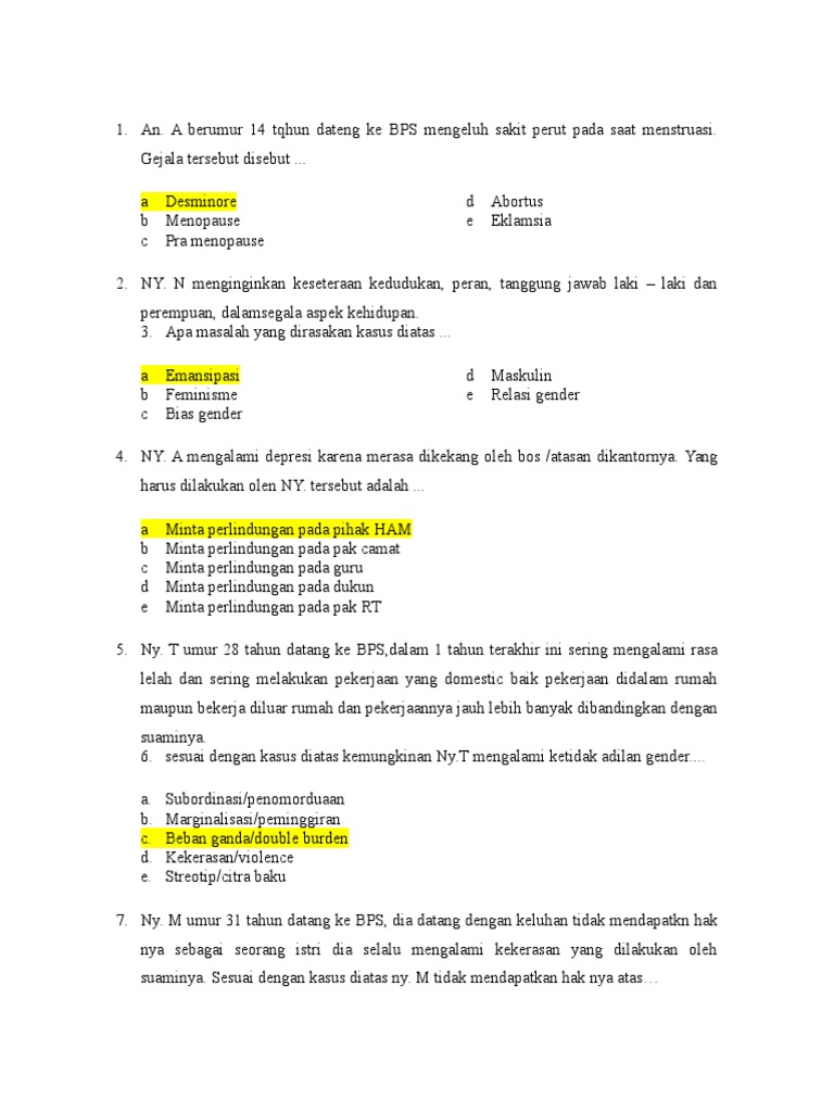 Kumpulan Soal Kasus Kespro Dan KB | PDF