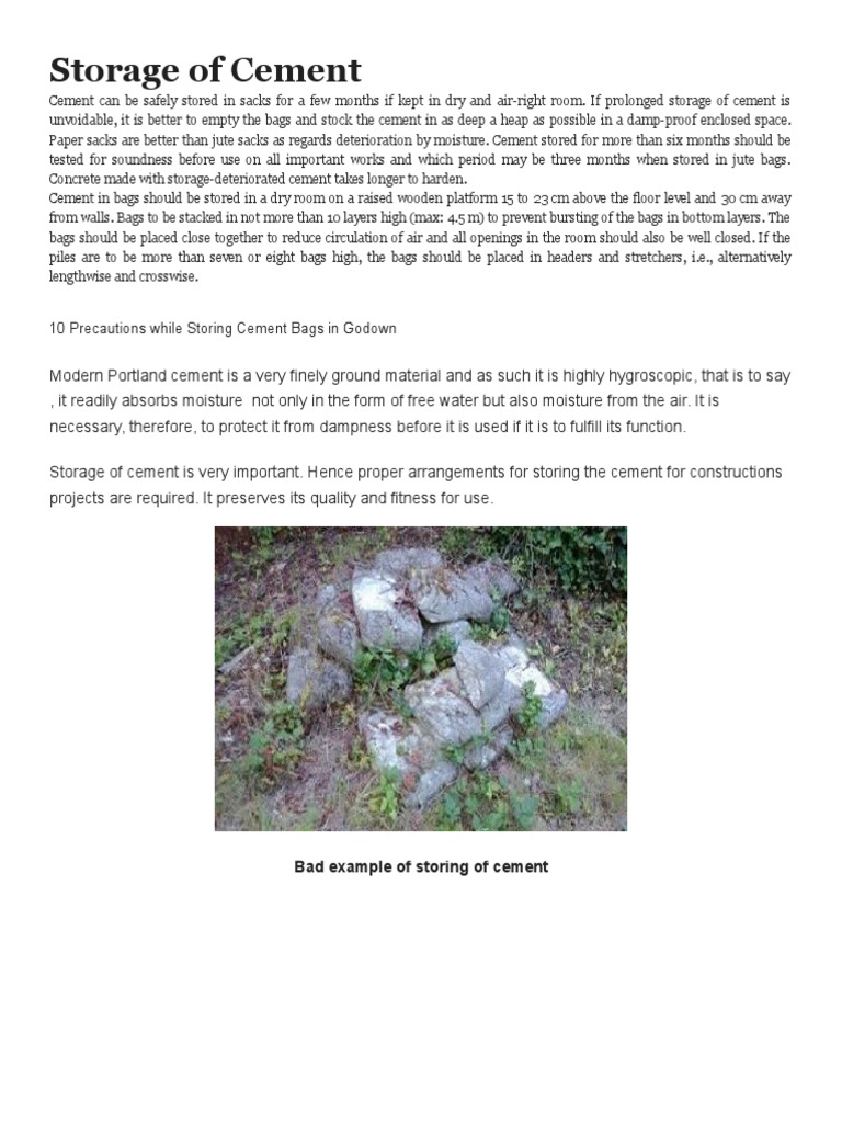 Storage of Cement | PDF | Warehouse | Cement