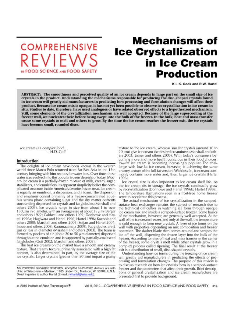 Ice Crystallization in Ice Cream | PDF | Crystallization | Nucleation