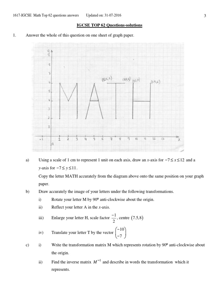 1617 IGCSE TOP 62 Questions-Answers | PDF | Histogram | Cartesian ...