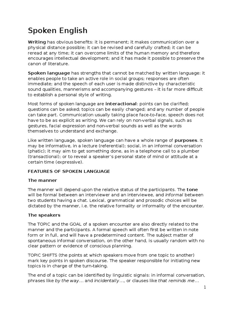 Spoken English: Writing Has Obvious Benefits: It Is Permanent It Makes ...