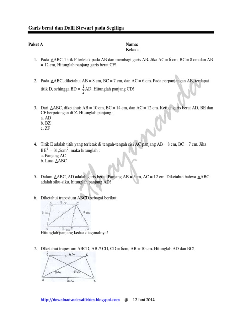 Garis Berat Dan Dalil Stewart Segitiga | PDF