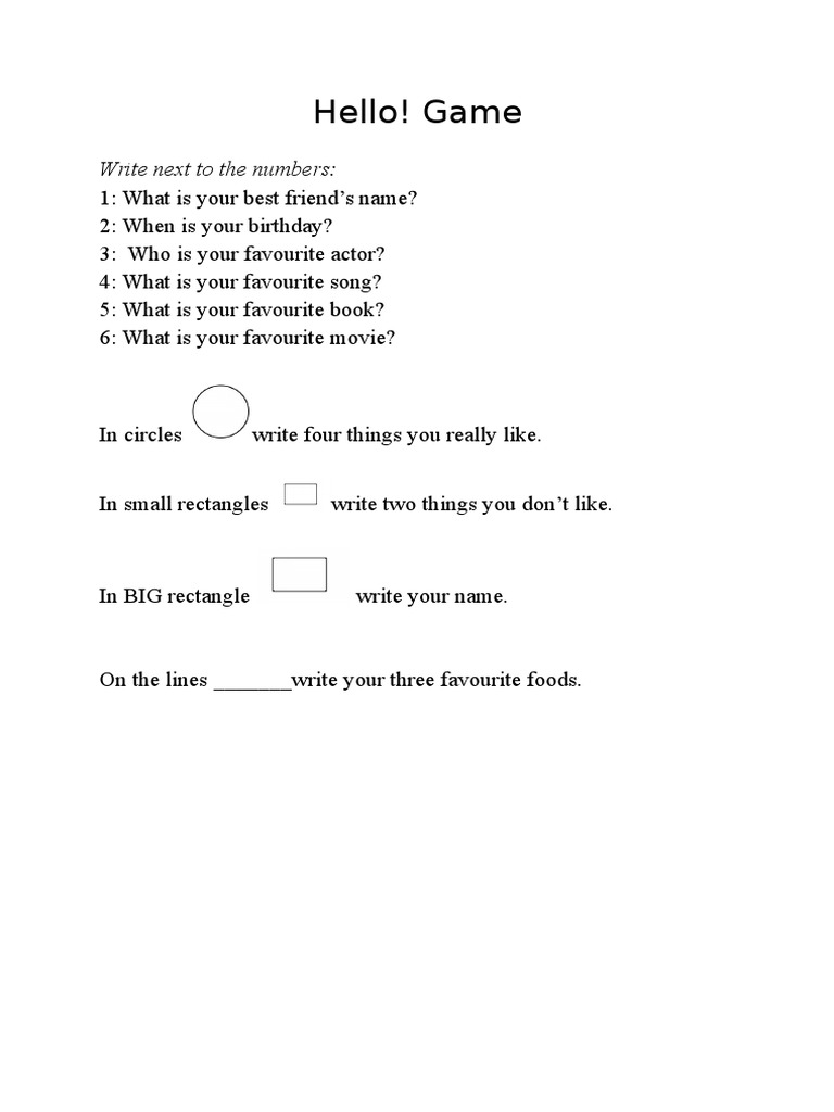 Fun Personal Questionnaire Template | PDF | Sports & Recreation