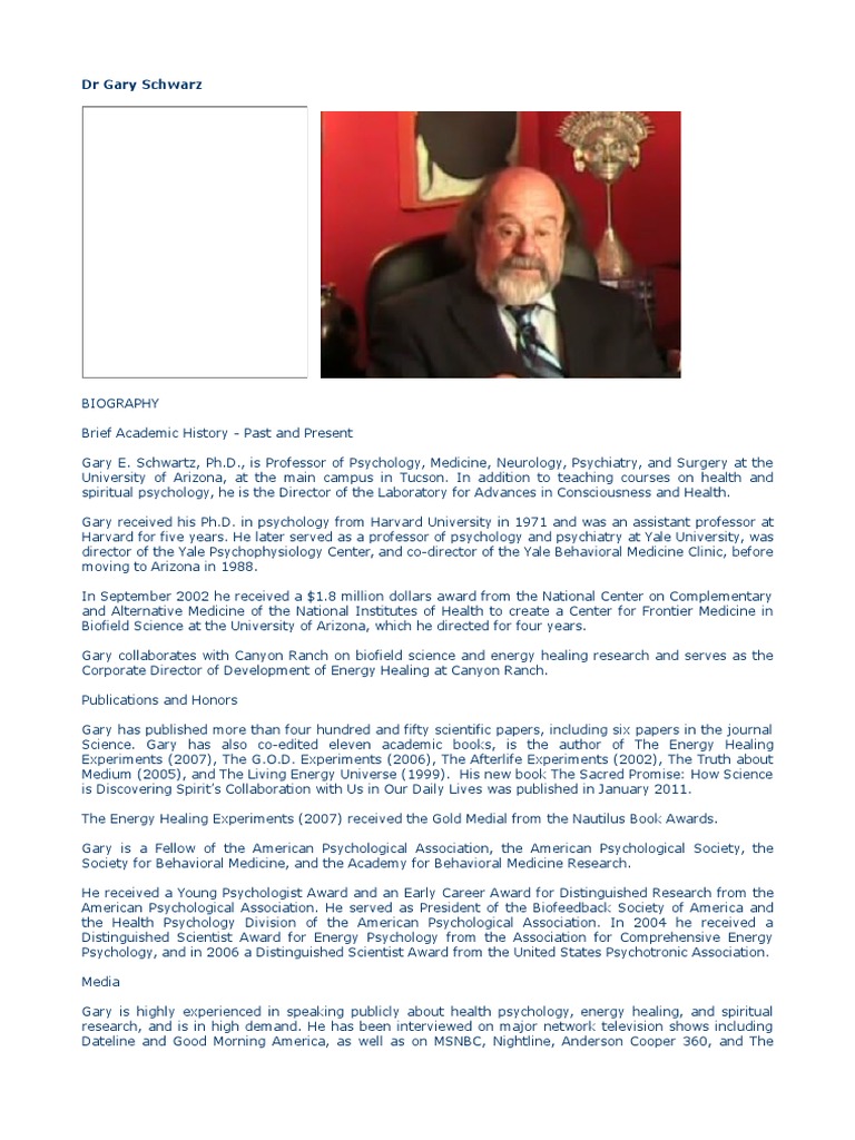 DR Gary Schwarz | PDF | Science | Wellness