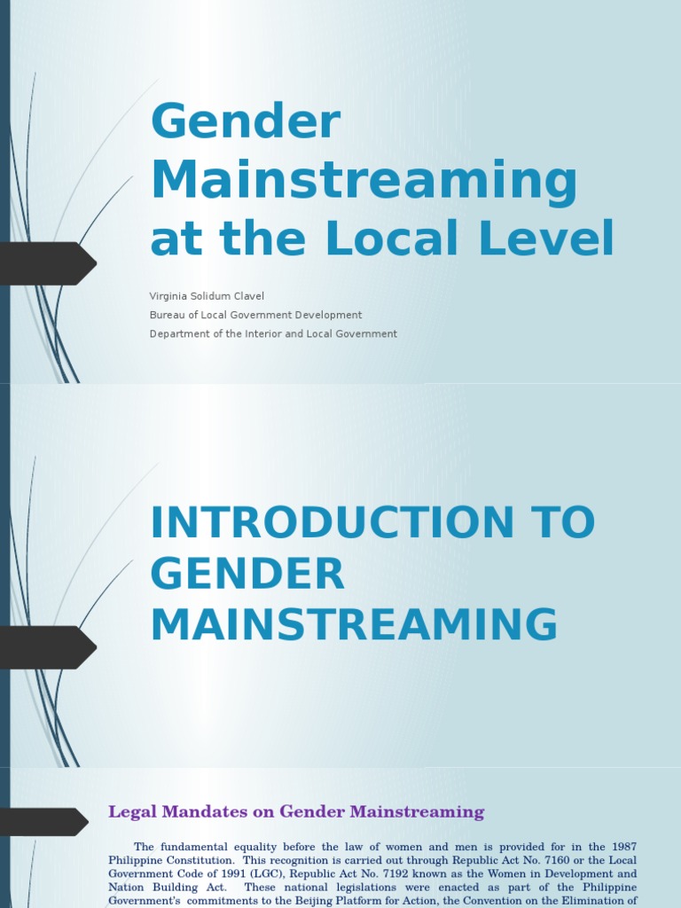 Mainstreaming Gender at the Local Level: Understanding Gender ...
