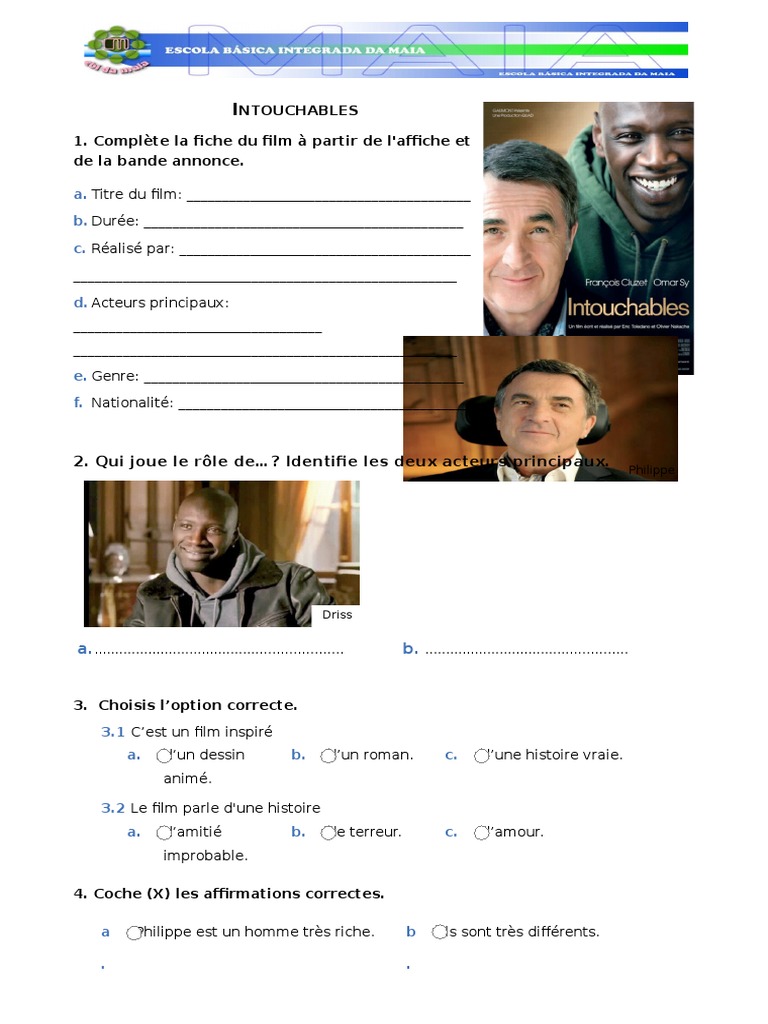 Fiche pédagogique sur "Intouchables" | PDF