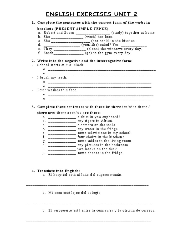 English Exercises | PDF