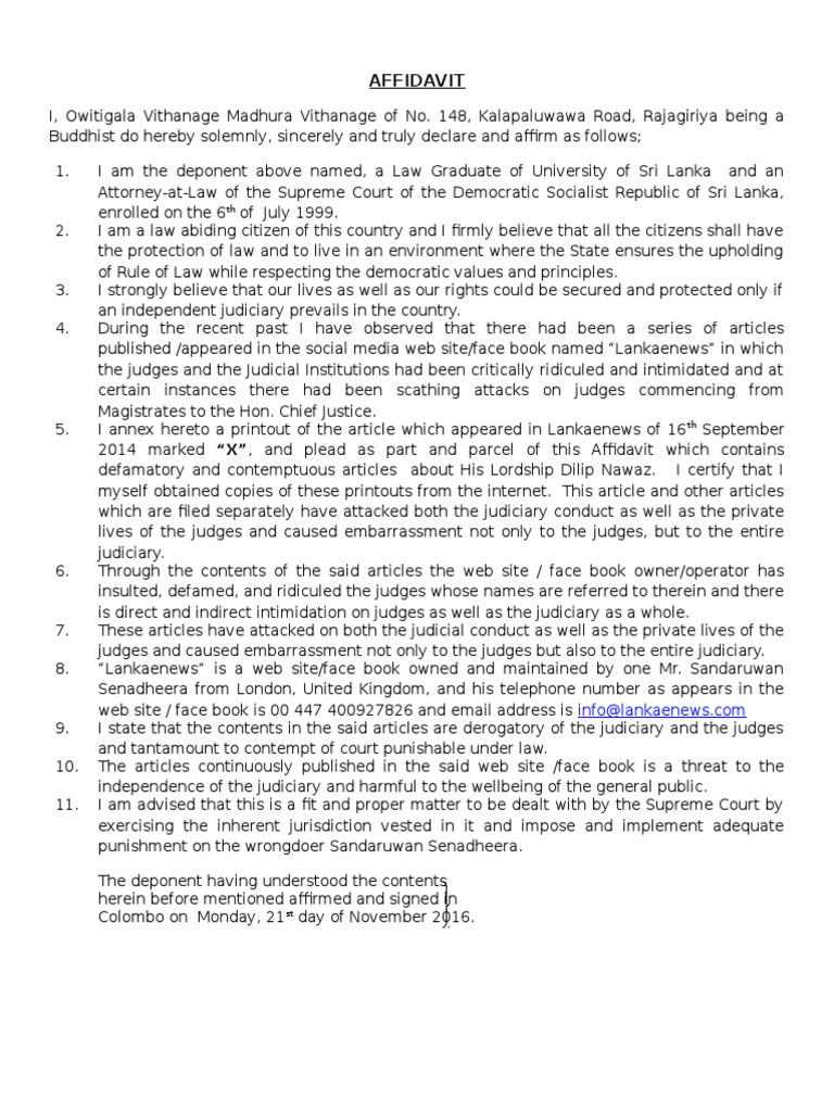 Affidavit | PDF | Judge | Judiciaries