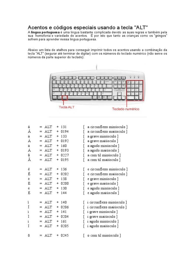 Acentos e Códigos Especiais Usando a Teclado Internacional