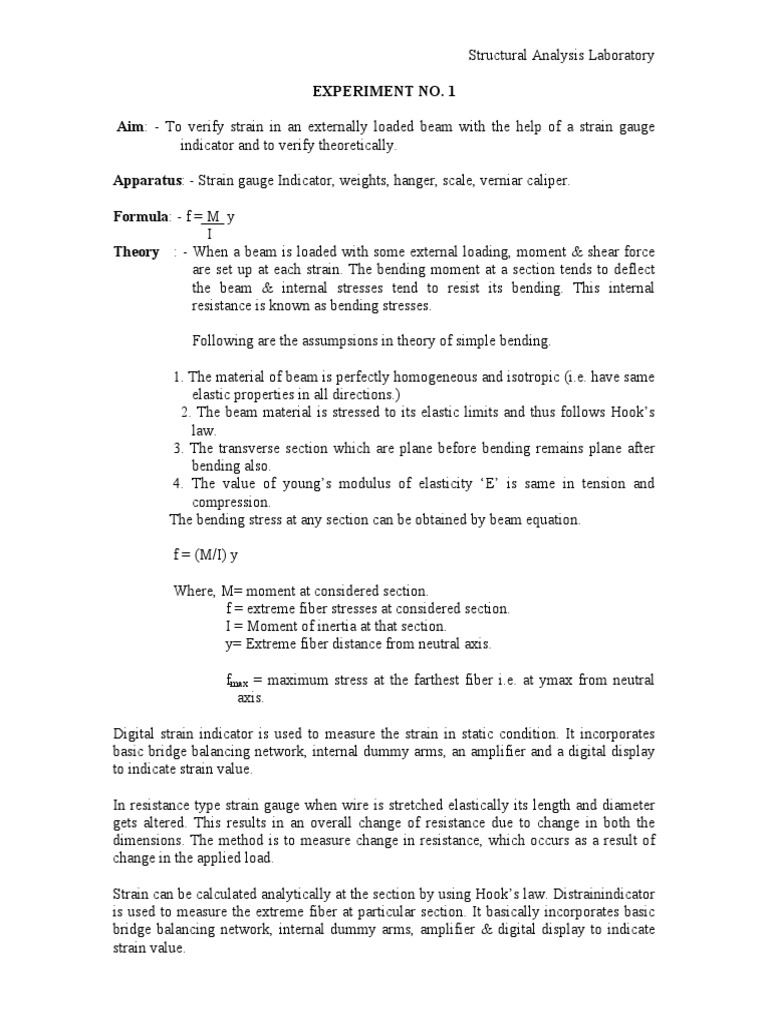 Structural Analysis Lab PDF | PDF | Bending | Buckling