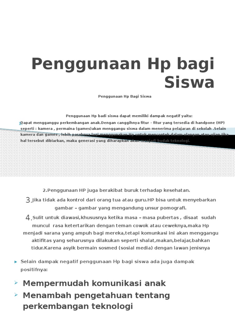 Penggunaan HP Bagi Siswa | PDF | Kesehatan Holistik