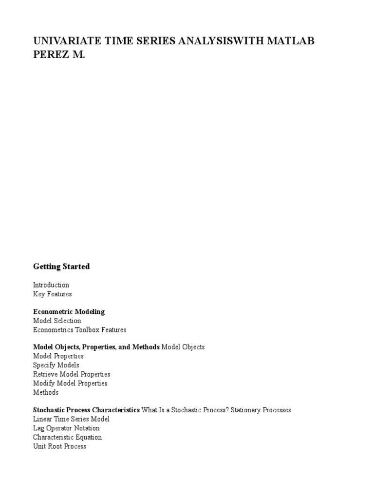 Univariate Time Series Analysis With Matlab - M. Perez | PDF ...
