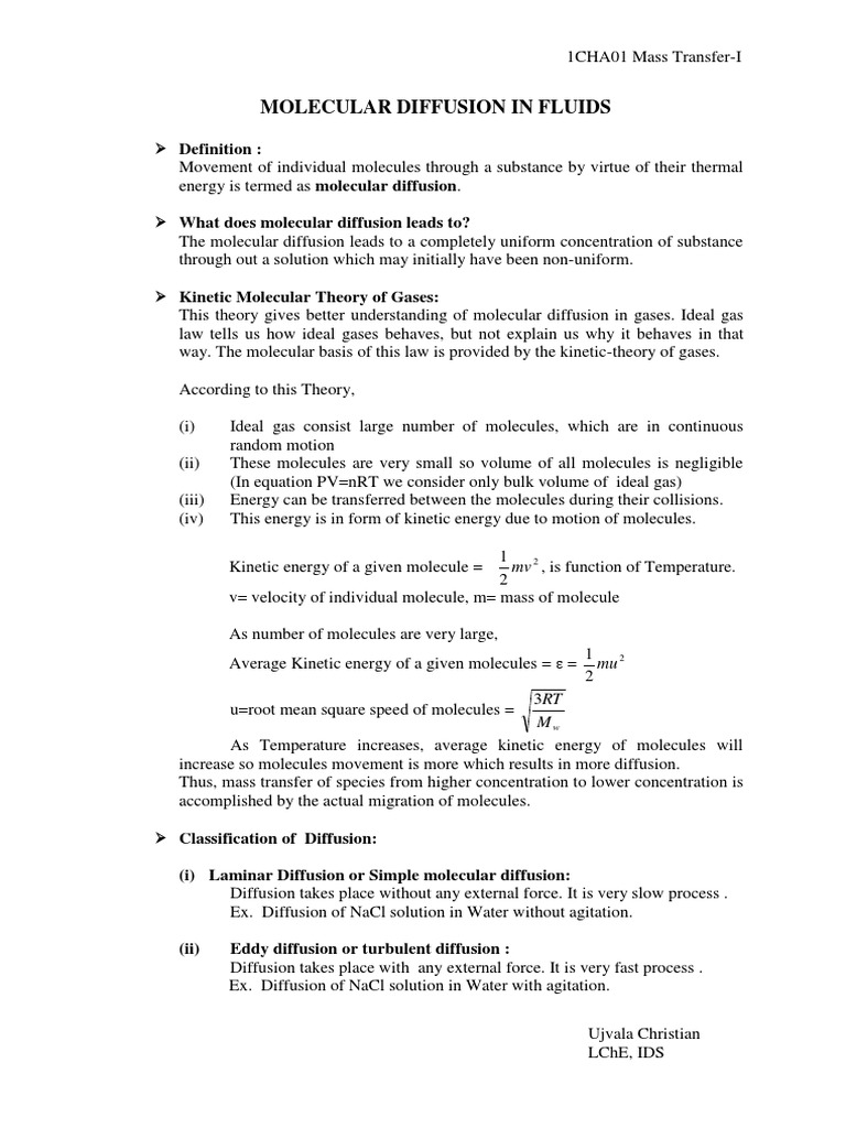 Chapter 2 Diffusion | PDF | Diffusion | Gases