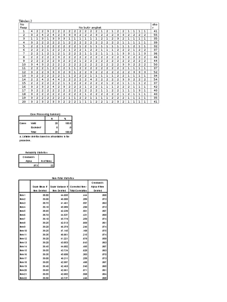 Tabulasi 2: Case Processing Summary | PDF | Correlation And Dependence | Probability Theory