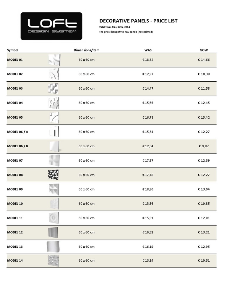 Decorative Panels Price List 2023 | PDF