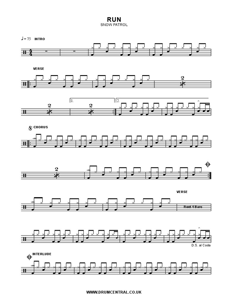 Run - Drum Tab | PDF