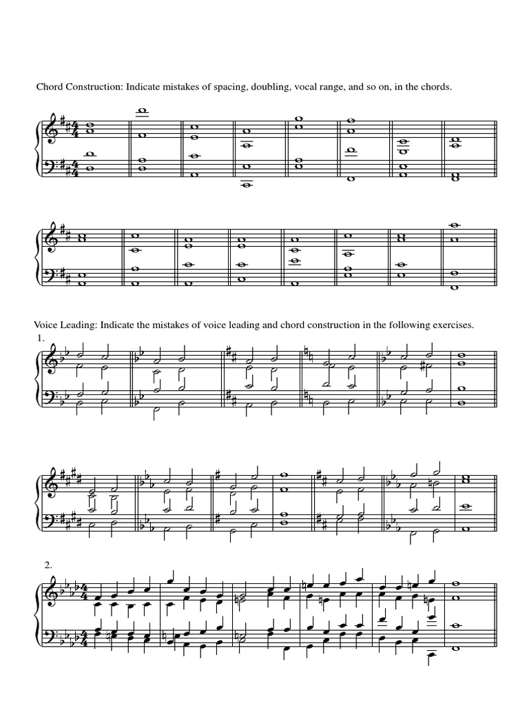 Chord Construction: Indicate Mistakes of Spacing, Doubling, Vocal Range ...