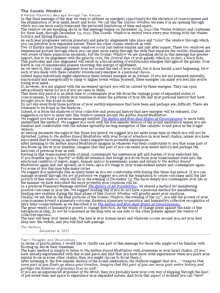 The Cosmic Window | PDF | Hero | Meditation