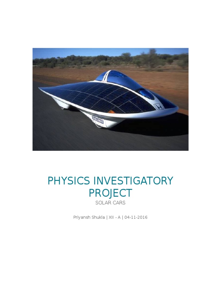 Physics Investigatory Project Solar Car | PDF