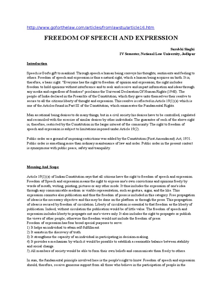 Freedom of Speech | PDF | Freedom Of Speech | Defamation