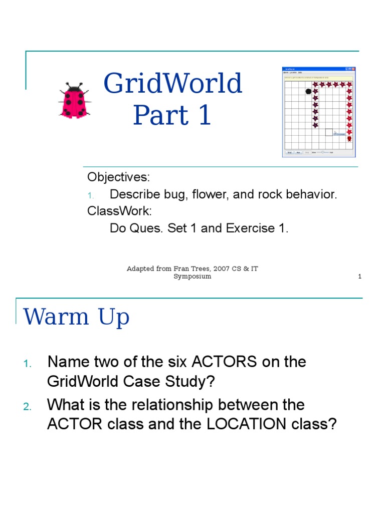 GridWorld Part 1 - 2010-2011 | PDF | Software Development | Areas Of ...