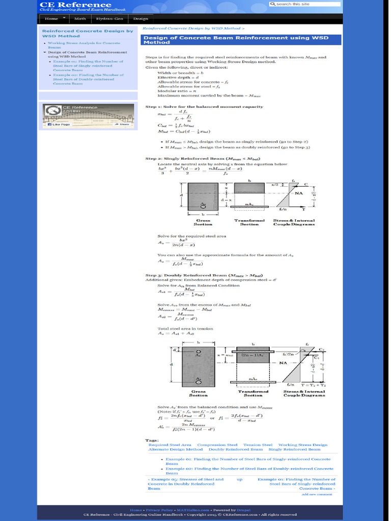 Design of Concrete Beam Reinforcement Using WSD Method | PDF