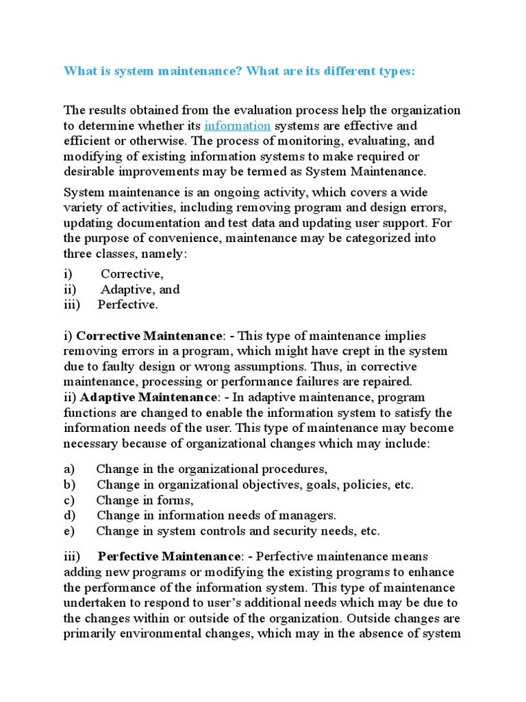 Types of System Maintenance Explained | PDF | Business