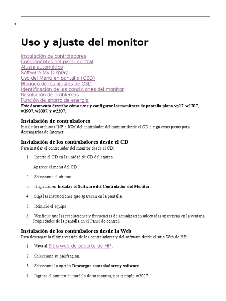 Botones de Ajuste Del Monitor | PDF | Monitor de computadora | Color
