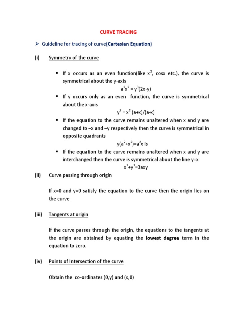 Curve Tracing | PDF | Equations | Differential Geometry