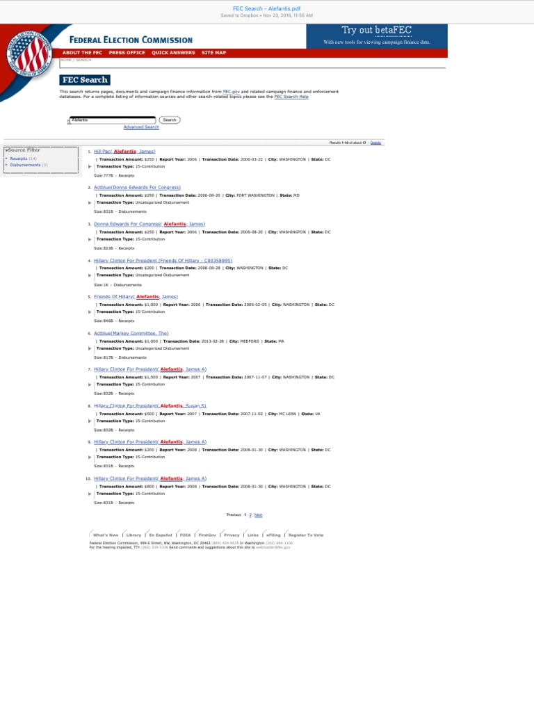 FEC Search - James Alefantis - #PizzaGate | PDF