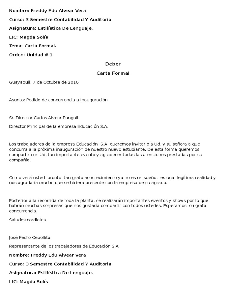 Ejemplos de Cartas Formales en Español | PDF | Crecimiento personal y ...