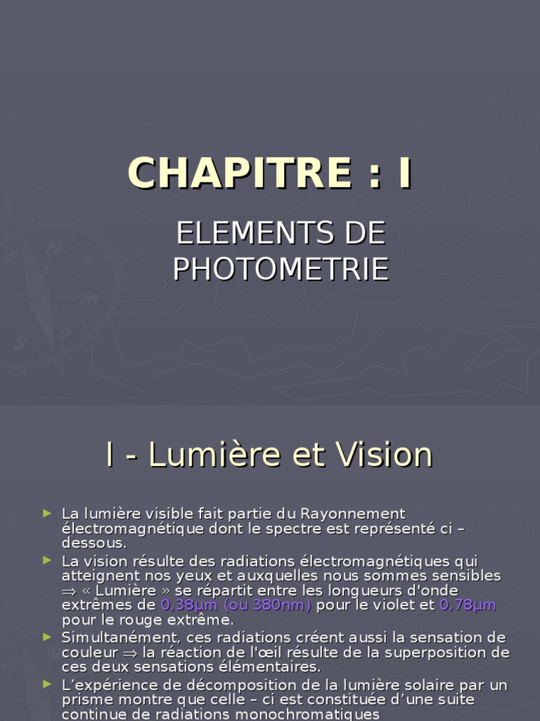 Chapitre I Photométrie | PDF | Filtre (optique) | Spectre électromagnétique