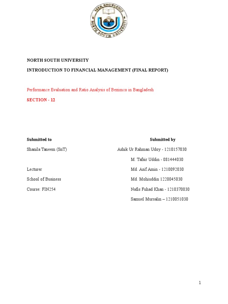 FIN254 Final Report SNT Pharmacetuicals | PDF | Return On Equity ...