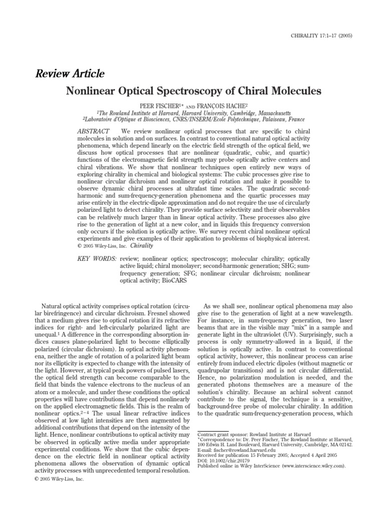 Chirality 2005 | PDF | Nonlinear Optics | Polarization (Waves)