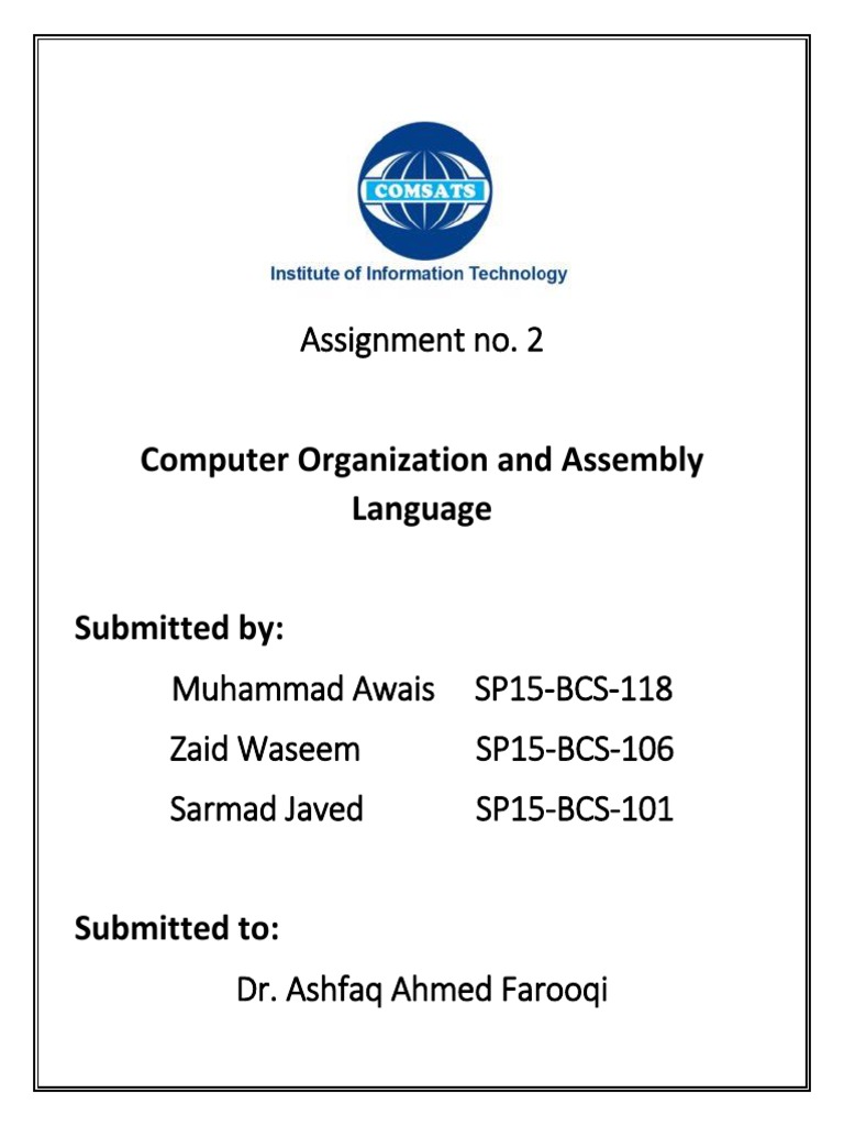 Assignment No. 2: Computer Organization and Assembly Language | PDF