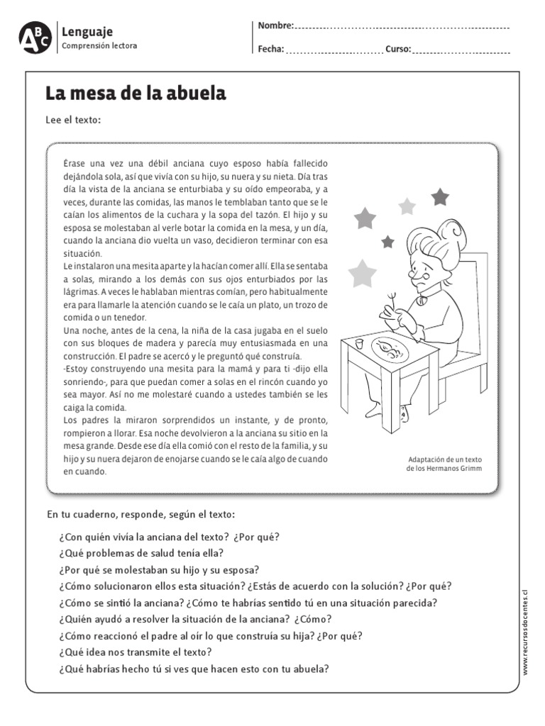 Comprensión La Abuela PDF | PDF