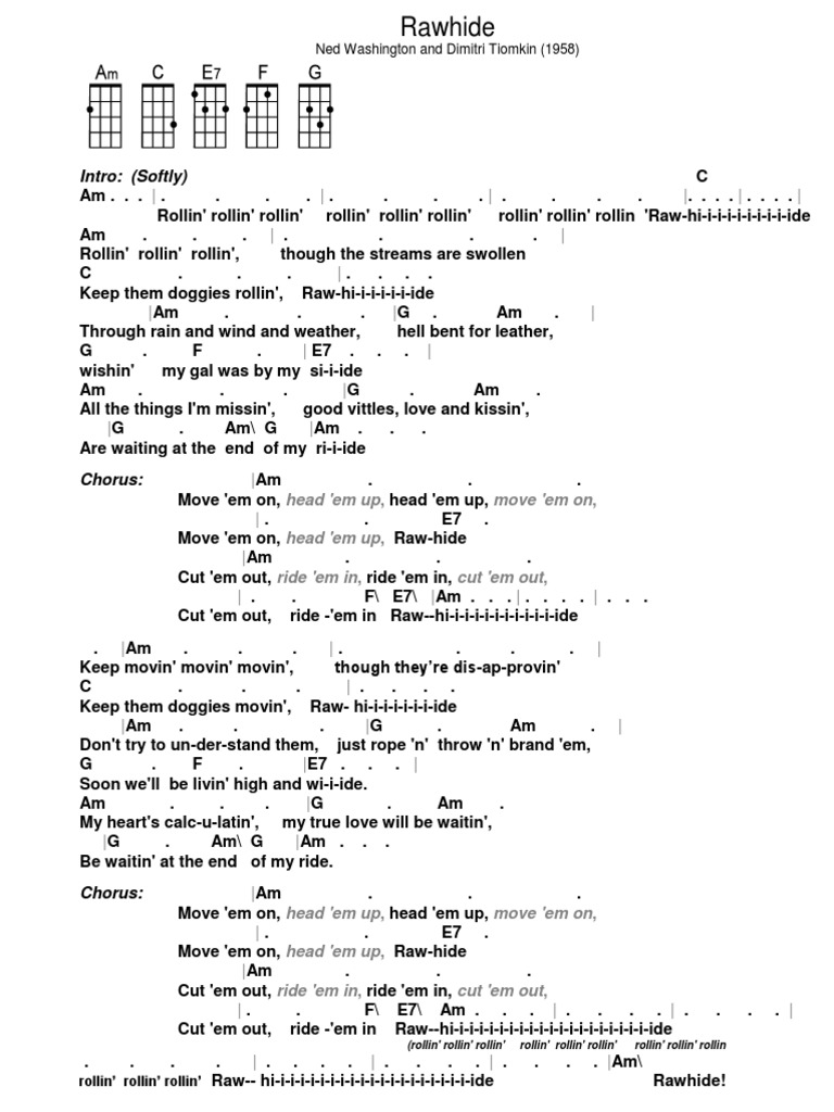 Rawhide Song Lyrics and Chords | PDF | Leather