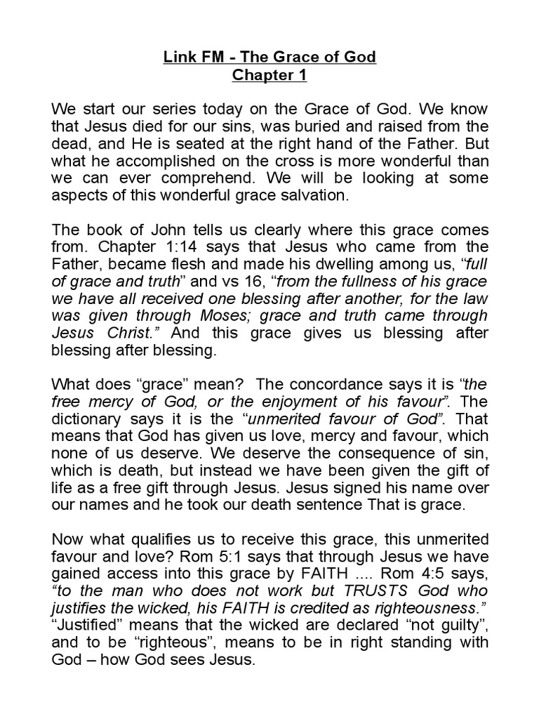 Link FM - The Grace of God | PDF | Grace In Christianity | Righteousness