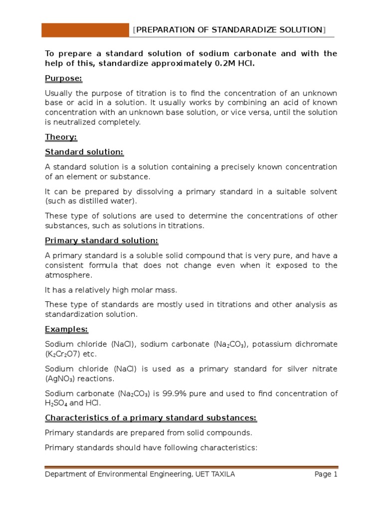 2 Standardization | PDF | Titration | Chemistry
