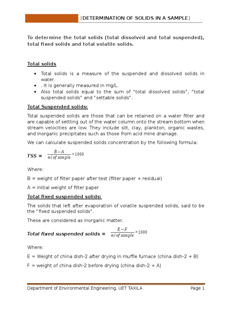 7 Total Solids | PDF | Filtration | Physical Sciences