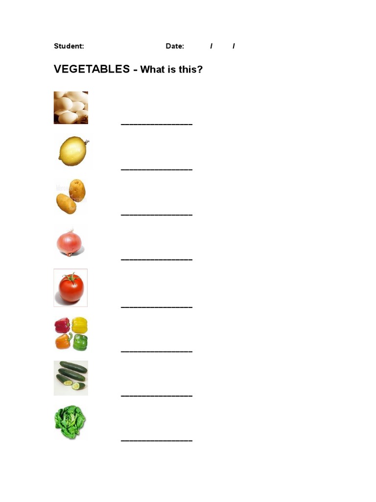 Vegetables Exercise 1 | PDF